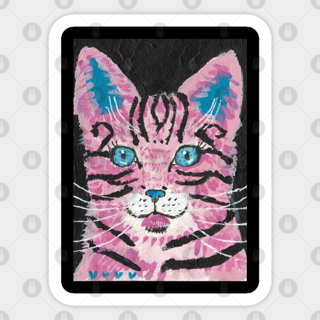 Pink Tabby cat - Cute Tabby Cat - Sticker | TeePublic