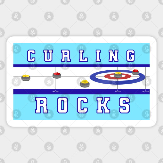 Curling Rocks - Ice Blue BackGround - Curling - Sticker | TeePublic