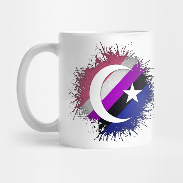 Paint Splatter Gender Fluid Pride Flag Star and Crescent Symbol ...