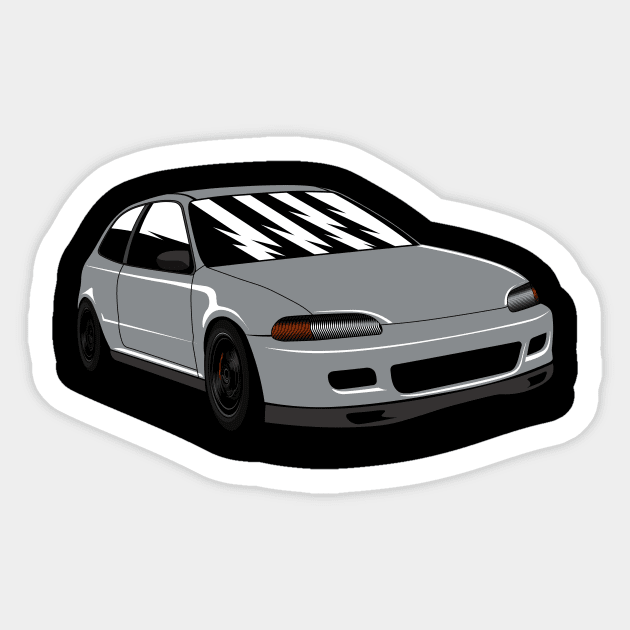 Silver Civic EG6 - Civic Eg - Sticker | TeePublic