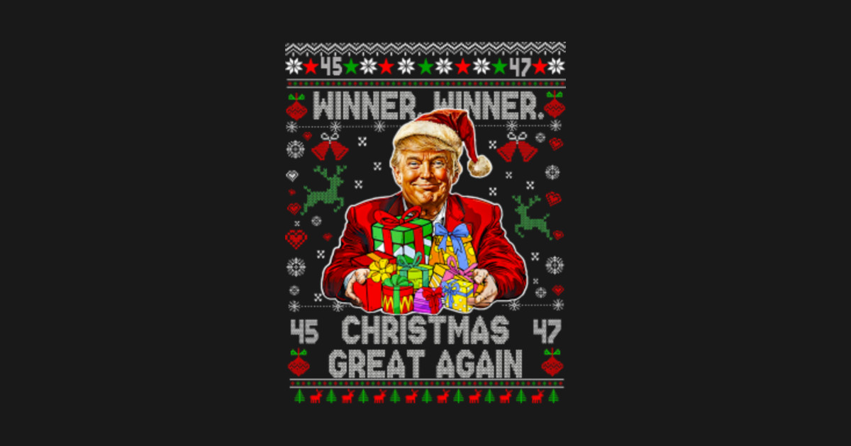 Winner Winner Christmas Dinner Santa Trump Ugly Sweater Xmas - Winner ...