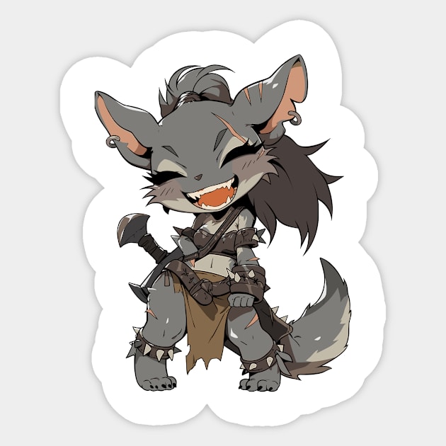 Cute DnD Female Gnoll - One Dnd - Sticker | TeePublic