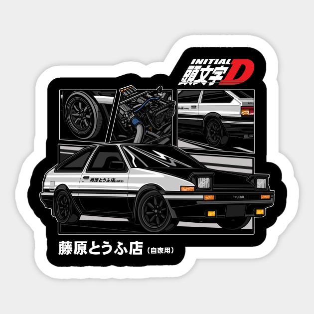 Toyota Ae86 Trueno Initial D Anime version 2 - Toyota Ae86 - Sticker ...
