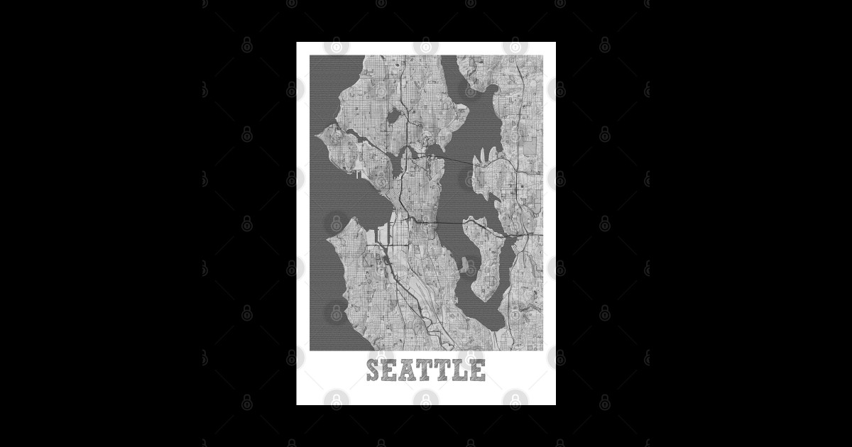 Seattle Pencil Map Print, Seattle City Pencil Street Map - Seattle ...