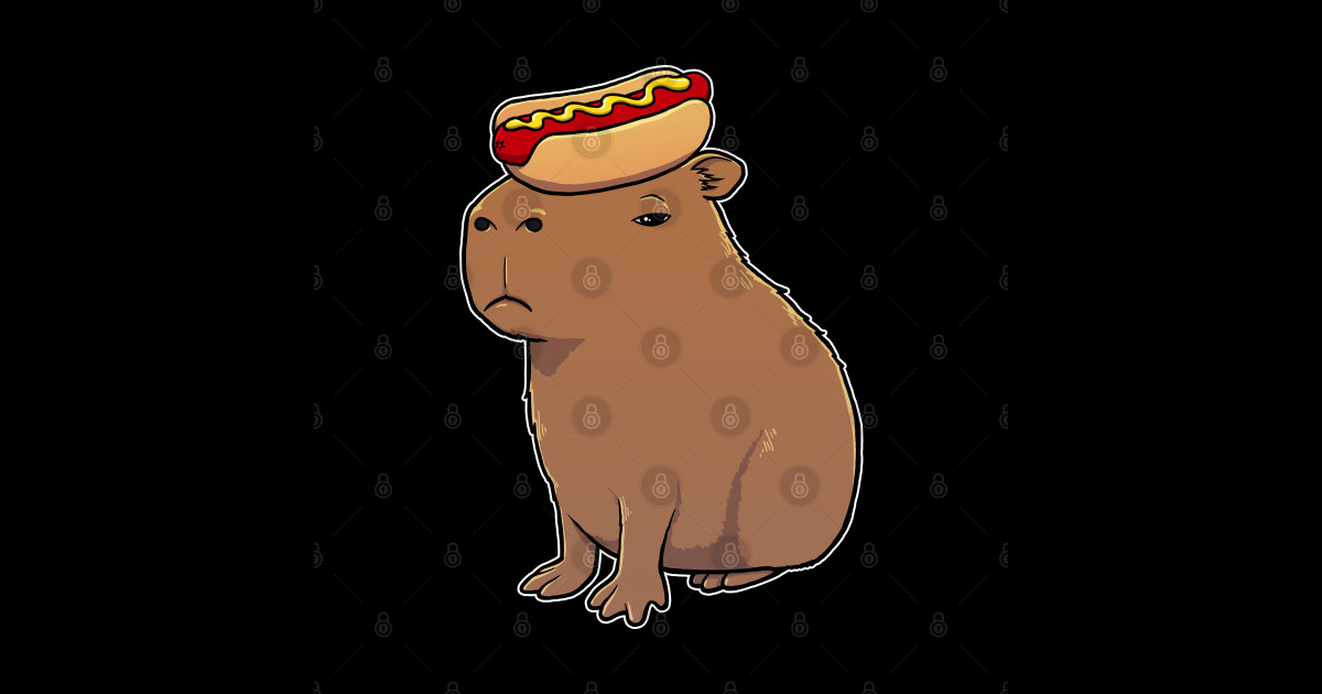 Capybara with a Hotdog on its head - Capybara - Tapestry | TeePublic