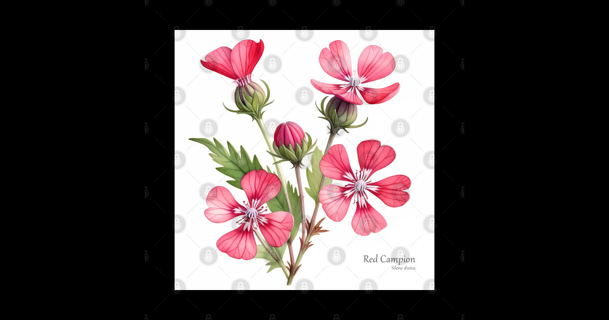 Red Campion Botanical Print - Wallartprint - Posters and Art Prints ...