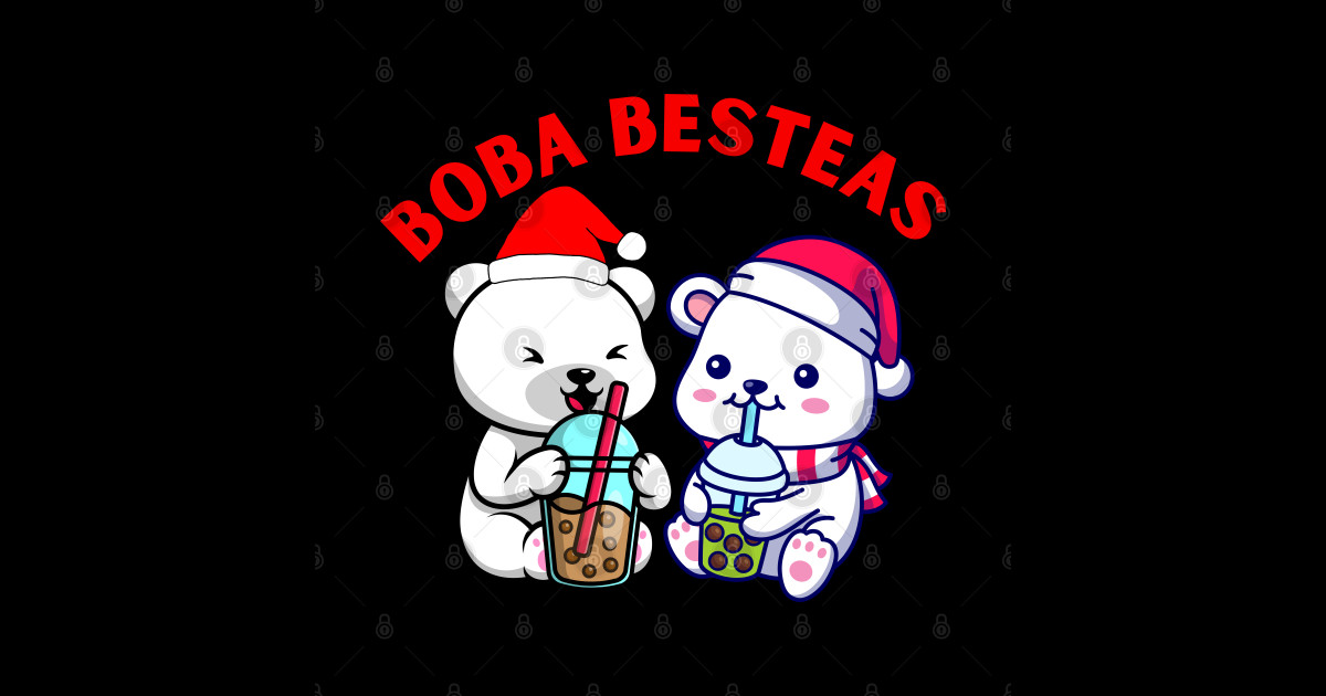 Christmas Boba bear cute bear loves Boba tea - Boba Tea Lover - Posters ...