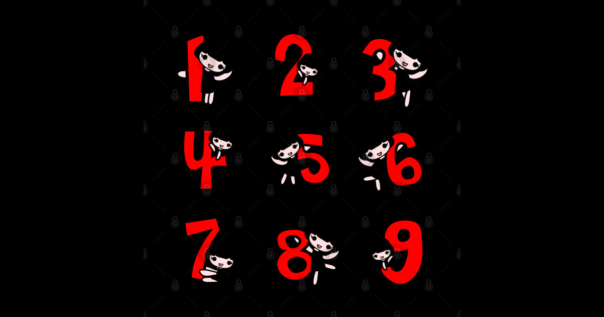 little girls number 1 to 9 set - Cute - Sticker | TeePublic