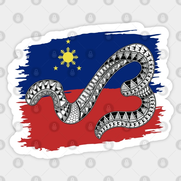Philippine Flag Tribal line Art / Baybayin word SA - Baybayin - Sticker ...