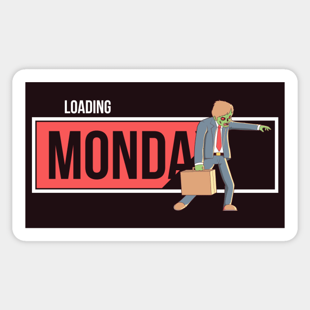 Funny Zombie Cartoon // Monday Loading - Zombie Cartoon - Sticker ...