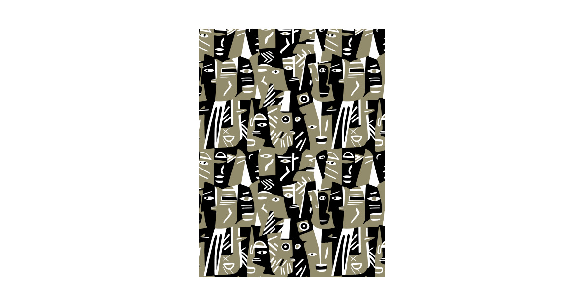 Cubist ethnic faces black and white - Exotic - T-Shirt | TeePublic Cubist ethnic faces black and white - Exotic - T-Shirt | TeePublic
