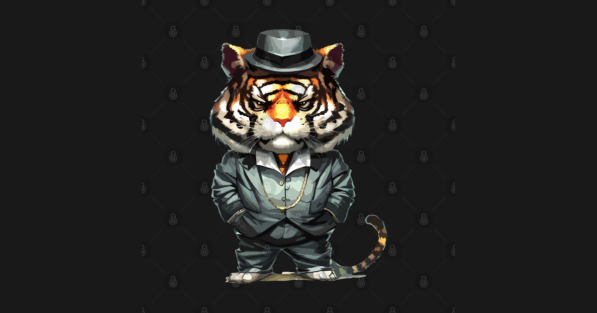 Cute Kawaii gangster Tiger - Gangster Cat - T-Shirt | TeePublic