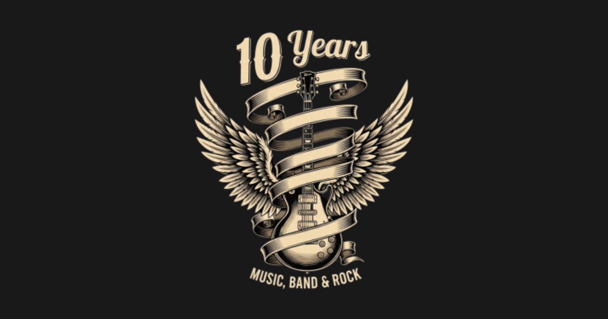 10 Years Music Band & Rock Winged Guitar - 10 Years Music Band Rock ...