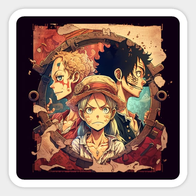 Cartoon colourful illustration of One Piece - One Piece Anime - Sticker ...