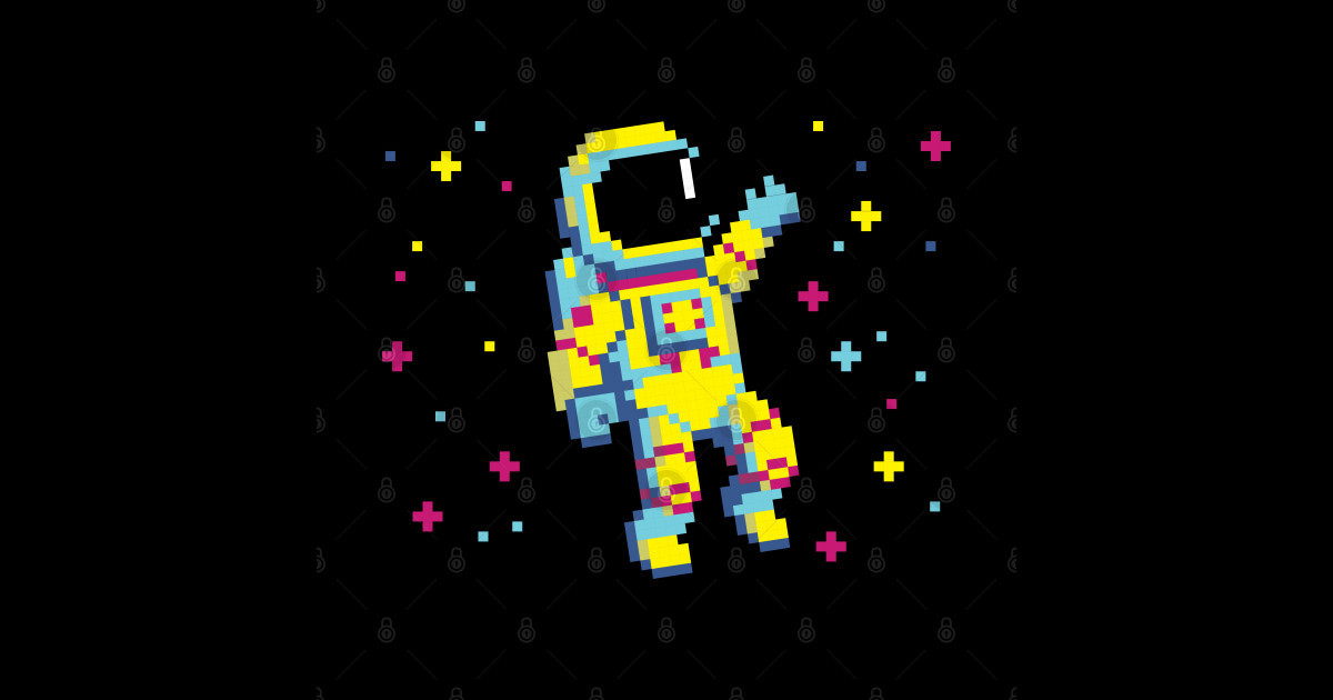8-Bit Astronaut: Cosmic Drift - 8bit Design - Sticker | TeePublic