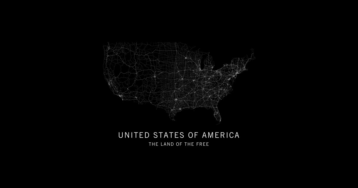 United States of America Road Map - Cartography - Sticker | TeePublic