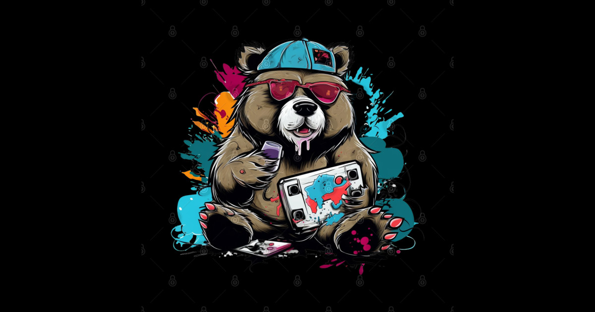 Gamer Bear Graphic Design - Original Artwork - Bear - T-Shirt | TeePublic
