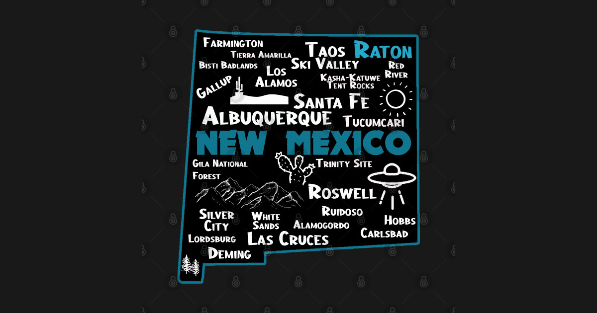 Cute map of Raton New Mexico Albuquerque Map Santa Fe Los Alamos, Taos ...