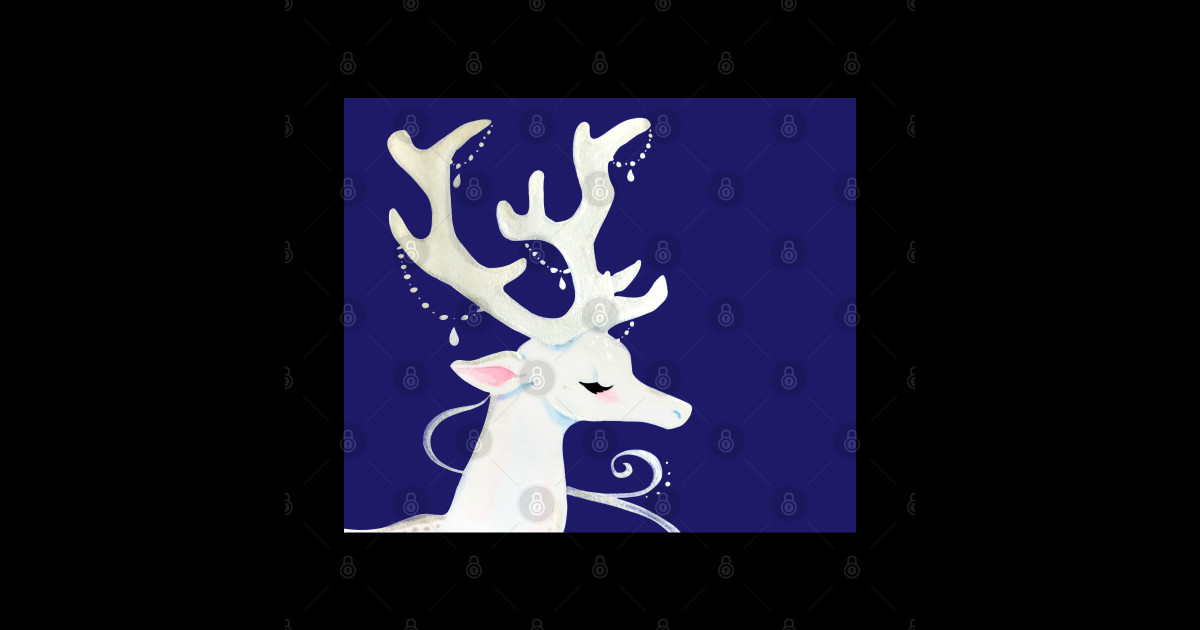 White Winter Stag Watercolor Illustration - White Deer - Sticker ...