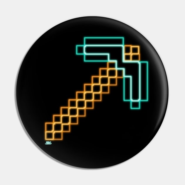 Neon Diamond Pickaxe - Minecraft - Pin | TeePublic
