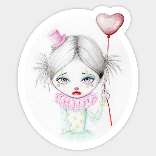 sad girl clown drawing