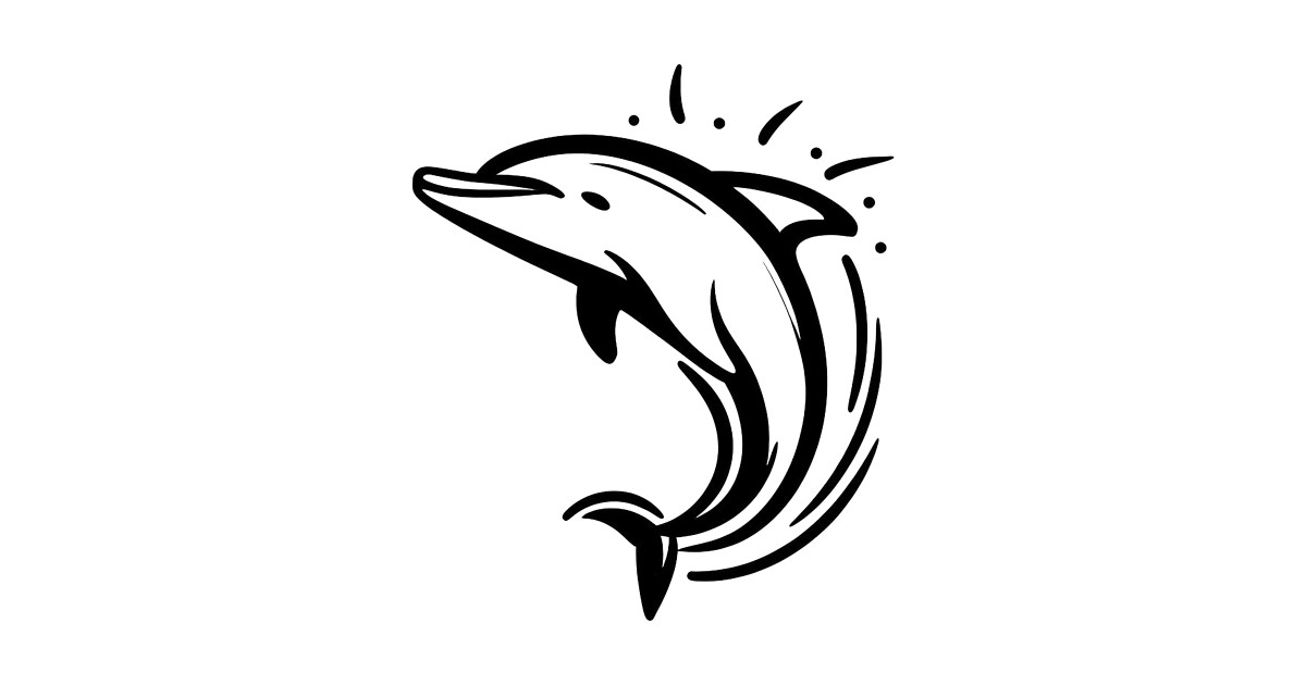 Stick Figure of a Dolphin in Black Ink - Stick Figure Dolphin - T-Shirt ...
