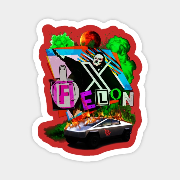 F Elon/ Felon Logo by party_goth! - Resistance - Magnet | TeePublic