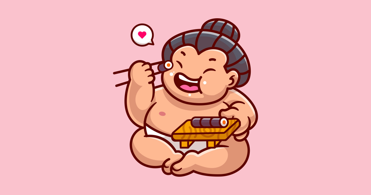 Cute Sumo Eating Sushi Cartoon - Cute Sumo Eating Sushi Cartoon - T ...