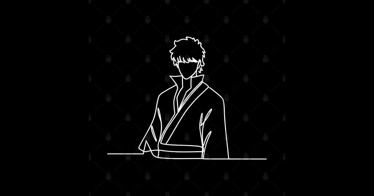 Gintoki Sakata Line Art - Gintama - Sticker | TeePublic