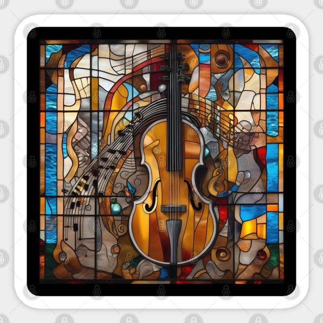 Musical Symbols In A Stained Glass Window - Music - Sticker | TeePublic