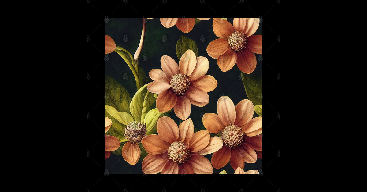 Vintage Brown Floral Pattern - Flower - Sticker | TeePublic