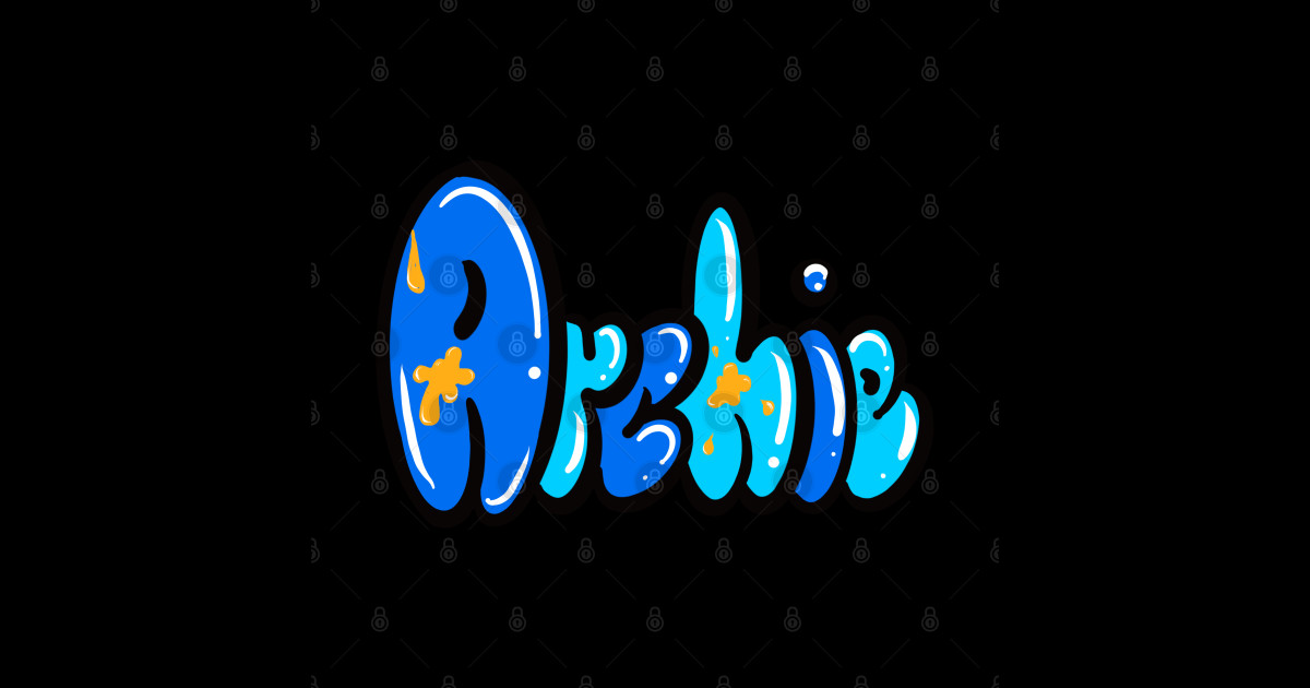 Archie name in blue and yellow bubble letter graffiti calligraphy Top ...