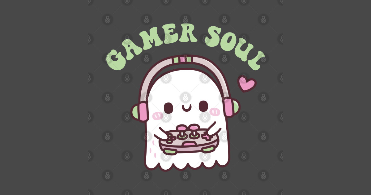 Cute Ghost Playing Video Games Gamer Soul Funny Pun - Cute Ghost - T ...