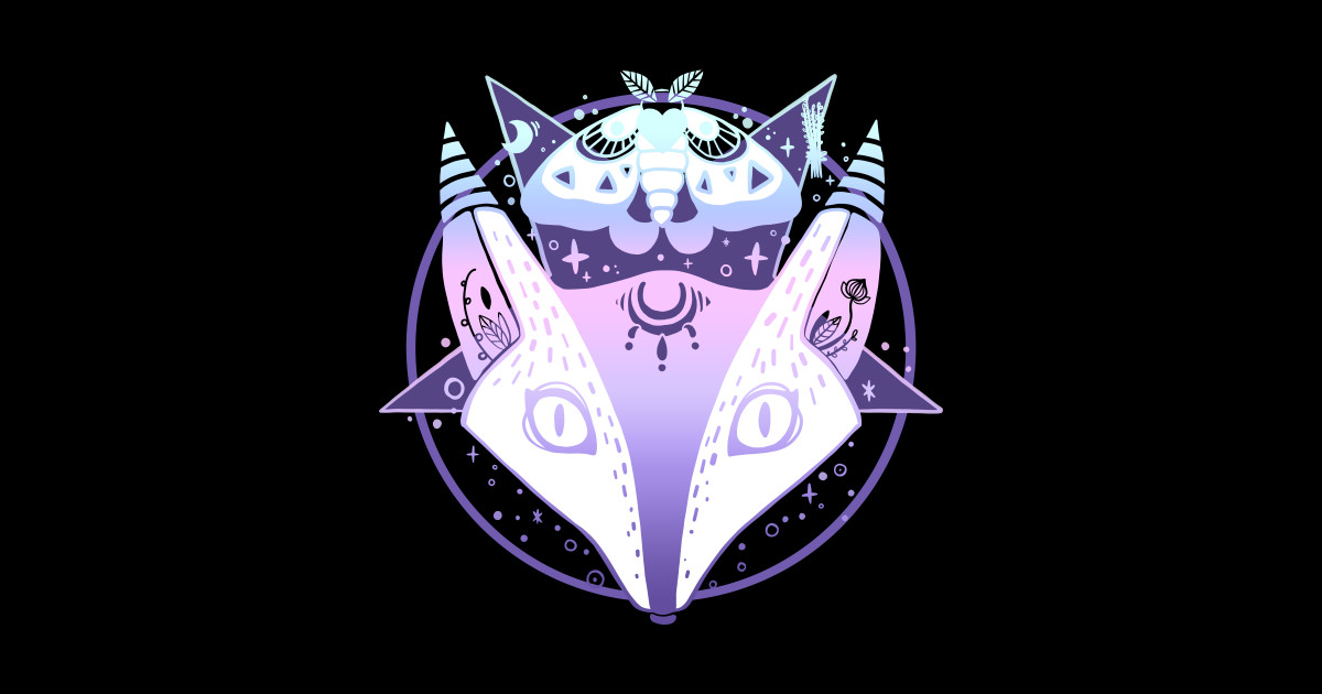 Fox Pentagram With Moth Witchy Pastel Goth Illustration - Pentagram ...