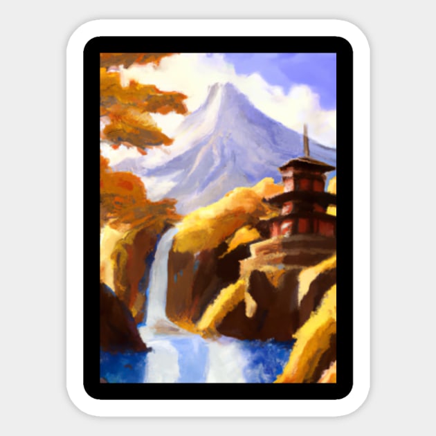 Japan Tower Waterfall Painting - Japan Tower Waterfall Paintings ...