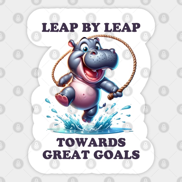 Hippo Skip: Splash Into Success - Hippo Jump Rope - Sticker | TeePublic