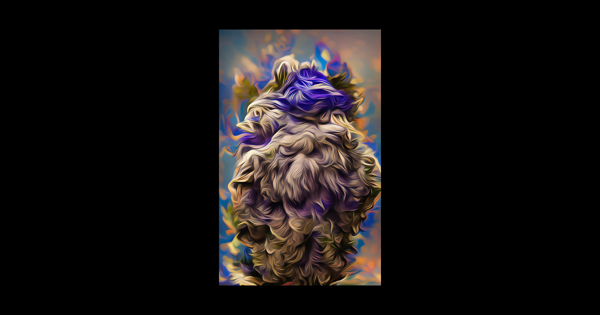 Blue Hairy Woolly Gleaming Nug Bud Weed Cannabis - Nugs - Sticker ...