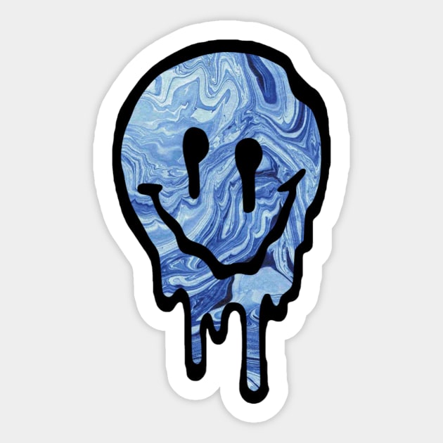 Blue Marble Drippy Smiley Face - Shaka - Sticker | TeePublic