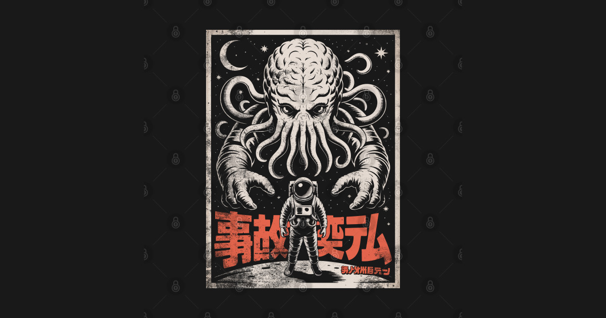 Vintage Japanese Alien Octopus - Japanese Aesthetic - T-Shirt | TeePublic