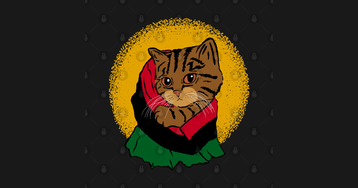 Cat with Juneteenth Flag - Juneteenth - T-Shirt | TeePublic