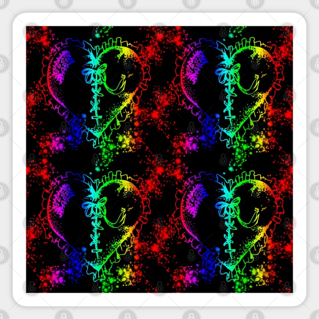 Rainbow Hearts With Black Background - Rainbow Hearts - Sticker | TeePublic