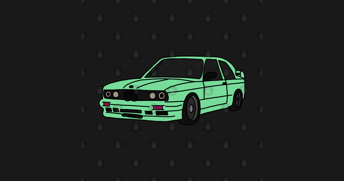 Nostalgic Green Car - Green Car - Sticker | TeePublic