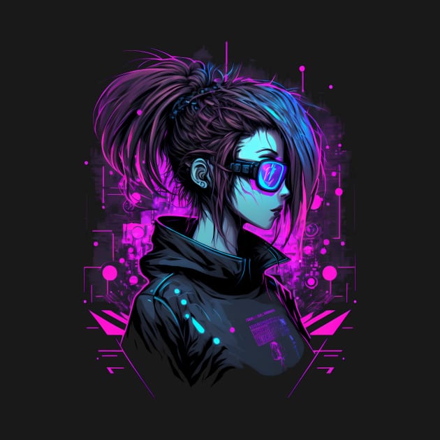 Cyberpunk Hacker Emo/Scene Girl Graphic - Cyberpunk - T-Shirt | TeePublic