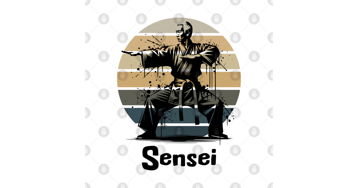 Sensei Teacher Sunset Pose - Martial Arts - T-Shirt | TeePublic