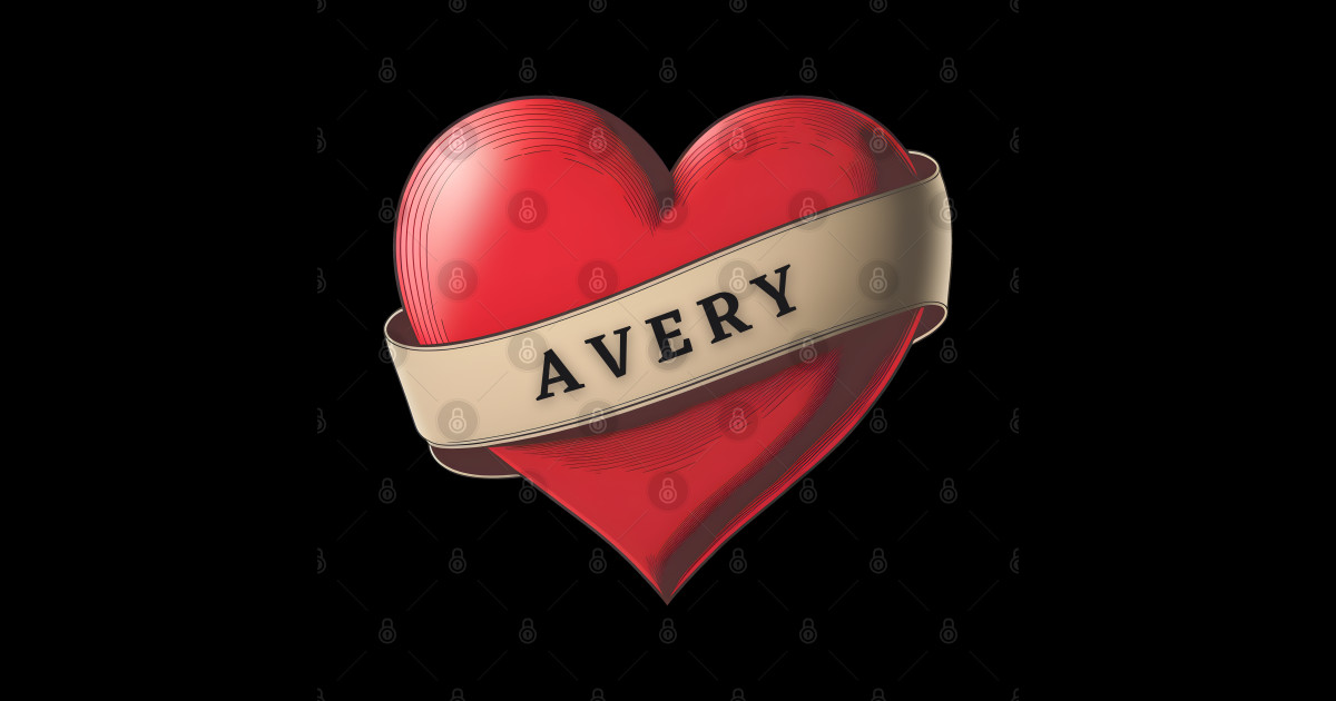 Avery - Lovely Red Heart With a Ribbon - Avery - Sticker | TeePublic