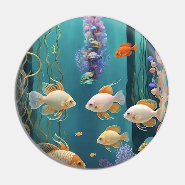 Underwater Opus: Fish Inspired Illustration - Fish - Pin | TeePublic