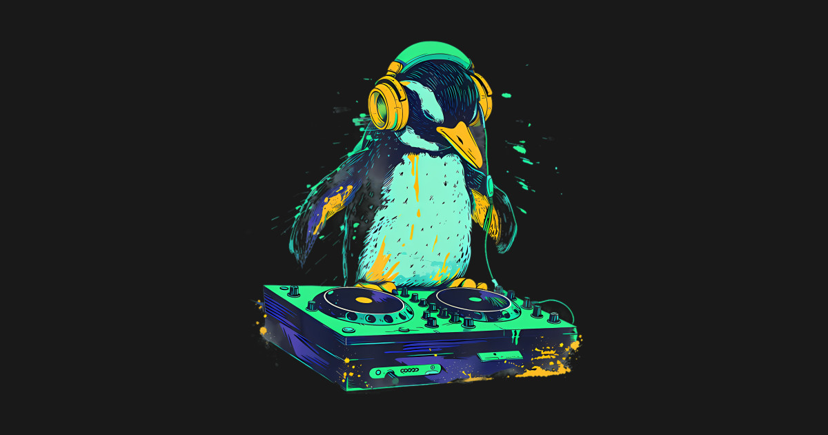 Penguin Beats Turntable DJ Producer - Penguin Dj - T-Shirt | TeePublic