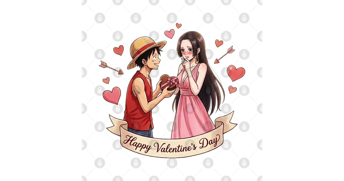 Happy Valentine Day, Luffy and Boa Hancock - Valentines Day Heart - T ...