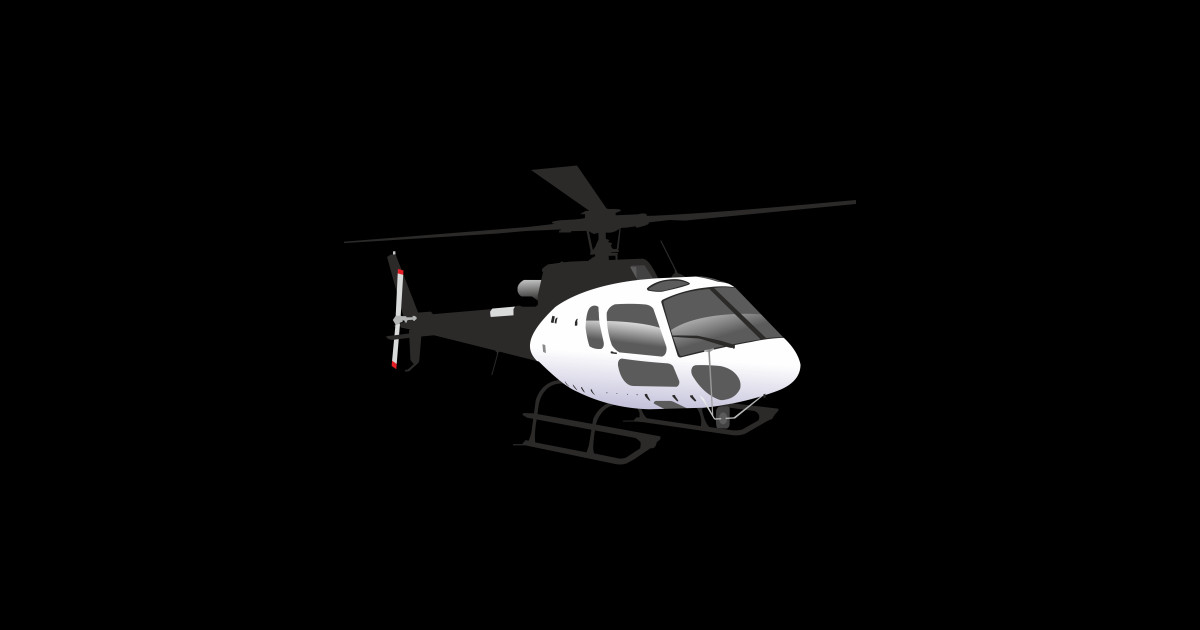 Black and White Helicopter - As350 - Sticker | TeePublic