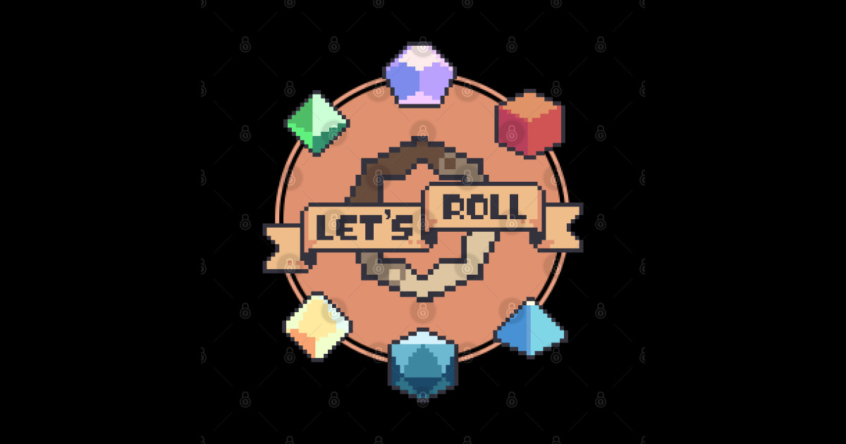 Let's Roll Roleplaying D20 DnD Inspired Pixel Art Design with Colorful ... Let's Roll Roleplaying D20 DnD Inspired Pixel Art Design with Colorful ...